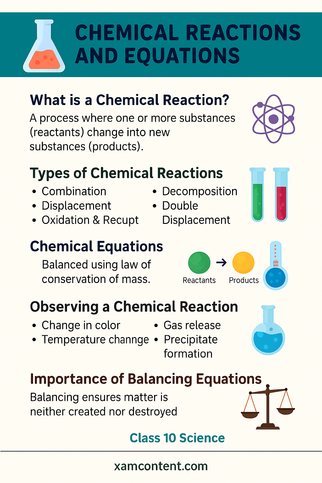 Chemical Reactions and Equations Class 10 Case Study Questions Science ...